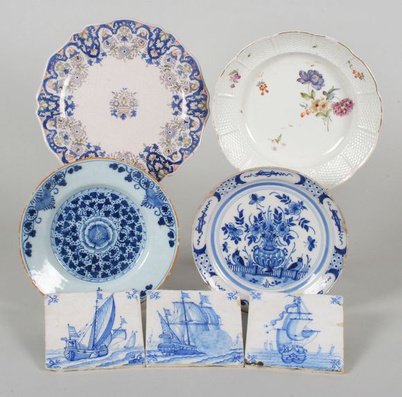 Bonhams : Two Dutch Delft plates, Late 17th Century, a French late ...