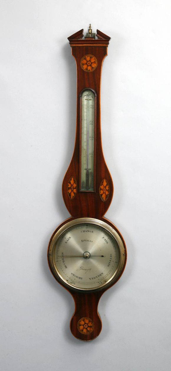 Bonhams : A late Georgian mahogany wheel barometer