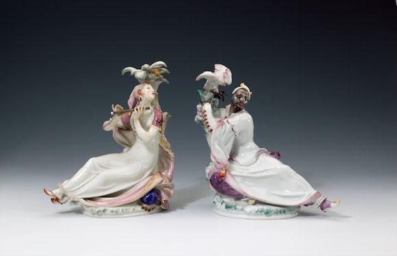Bonhams : Two fine Meissen figures of a Moor and a Levantine lady by ...