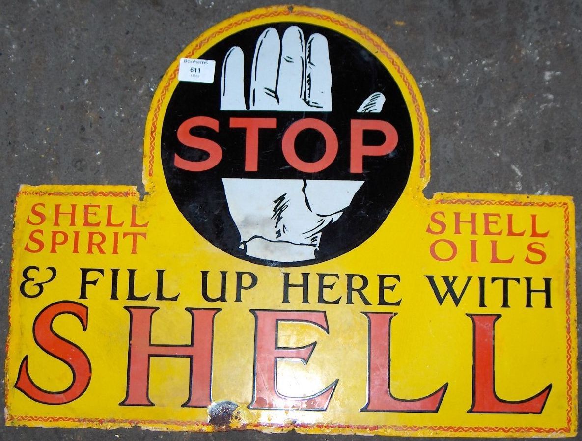 Bonhams Cars : A STOP Shell enamel sign,