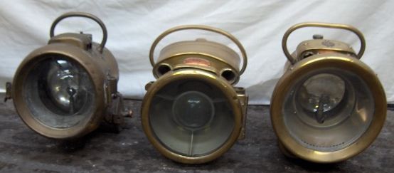 Bonhams Cars : Three self-generating acetylene headlamps,