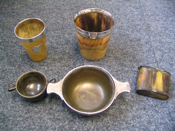 Bonhams : A silver mounted Horn Quaich By William Dunningham & Co of ...