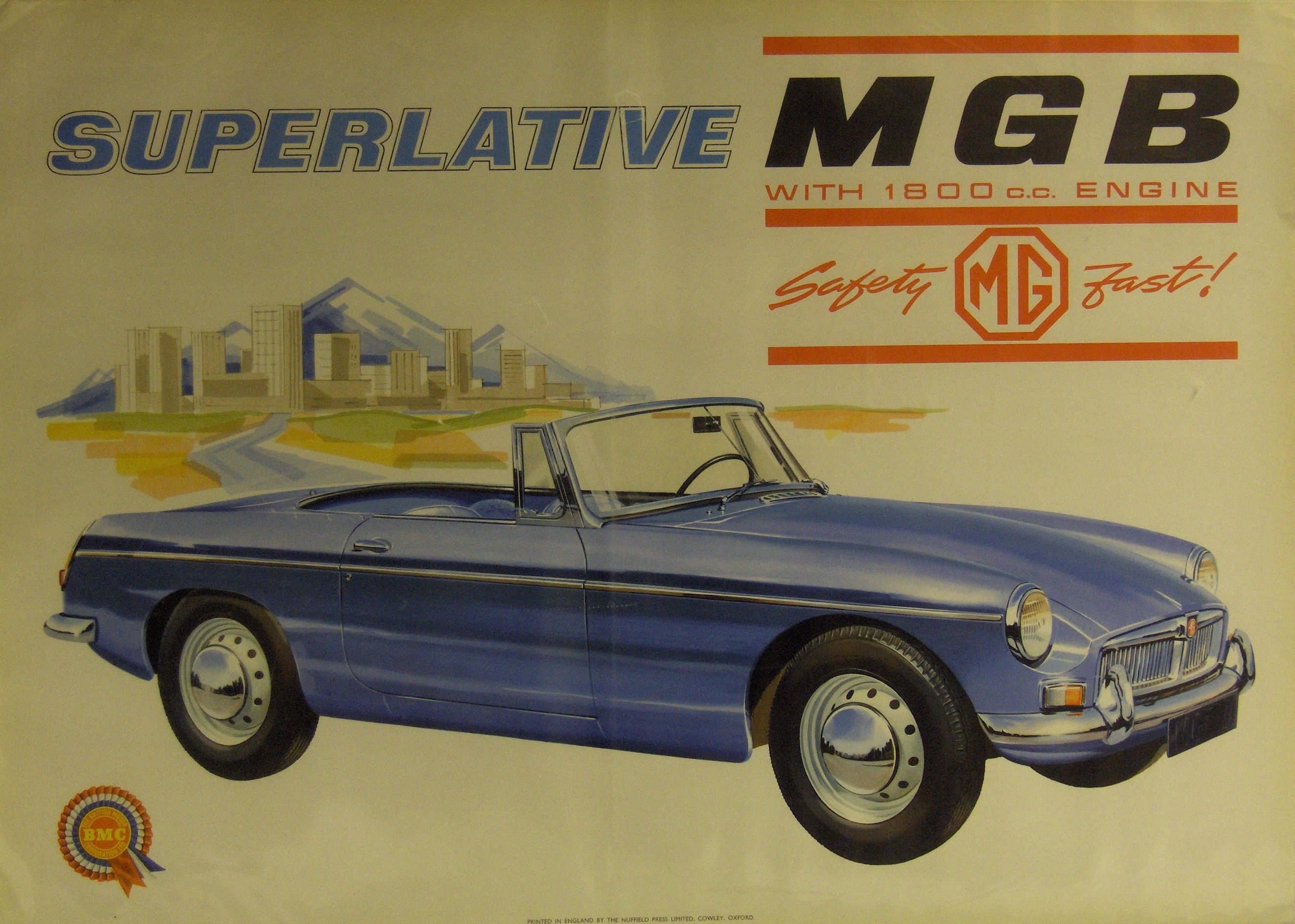 Bonhams Cars : A 'Superlative MGB' advertising poster,