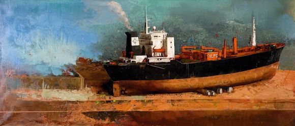 Bonhams : Vangelis Rinas (Greek, b.1966) Ship model 60 x 140 cm.