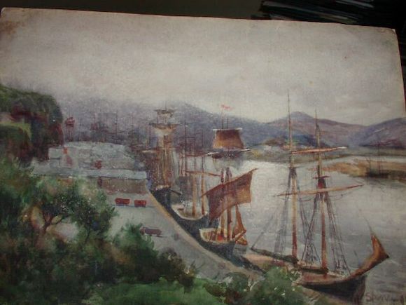 Bonhams : Harry Spence (British, 1860-1928) A harbour scene, possibly ...