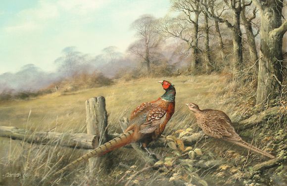 Bonhams : Caesar Smith (British, 20th Century) Pheasants in a field