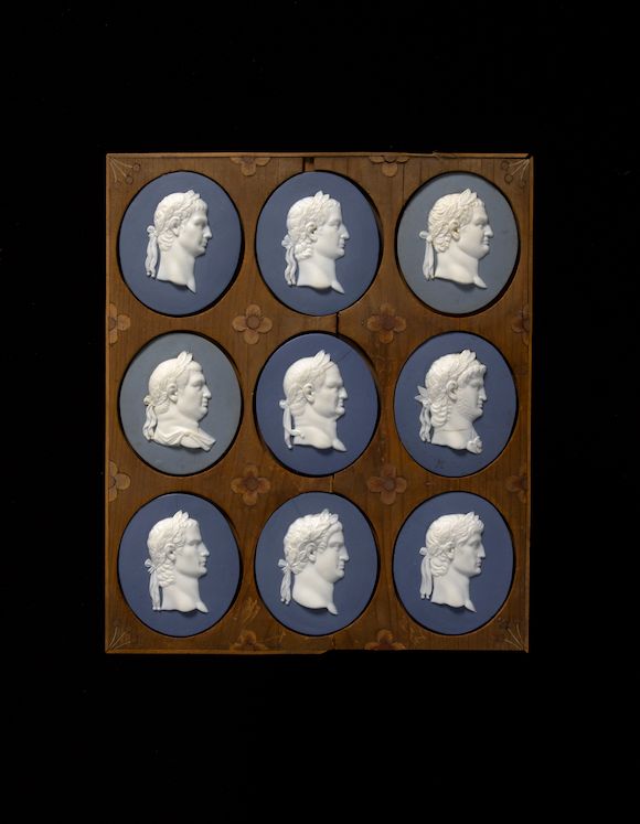 Bonhams : A panel of nine Wedgwood and Bentley portrait medallions ...