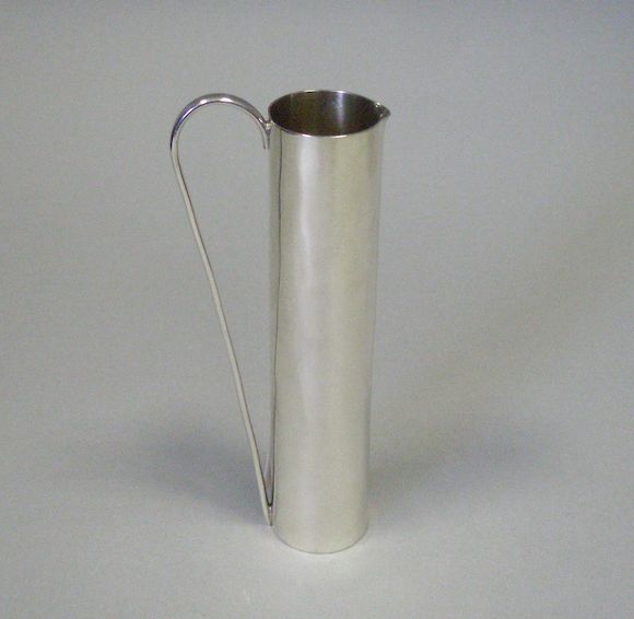 Bonhams : A silver cylindrical jug, maker's mark PJM, Sheffield 2004,