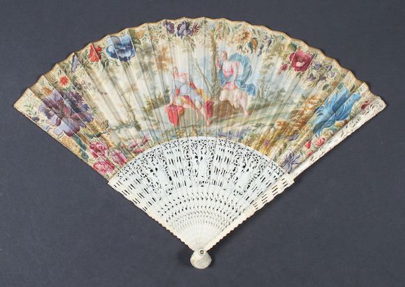 Bonhams : An 18th century finely carved ivory fan