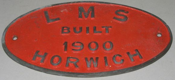 Bonhams : LMS brass works plate Built Horwich 1900