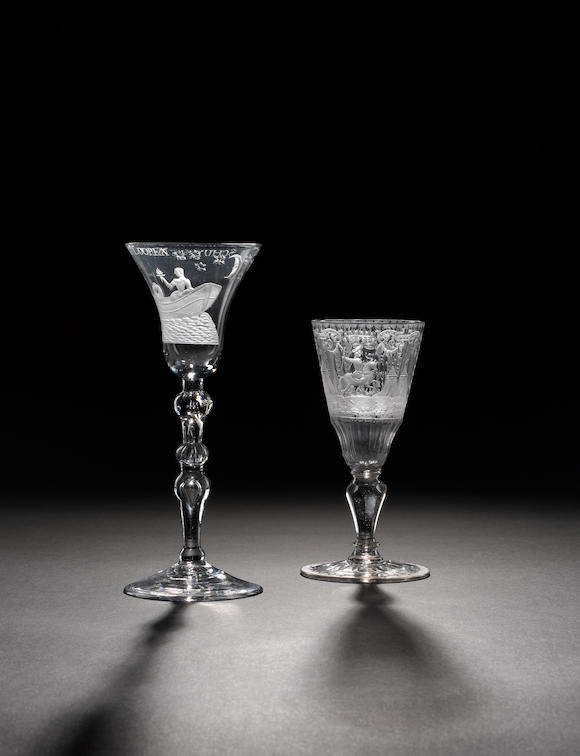 Bonhams A Dutch Engraved Light Baluster Wine Glass Circa 1740