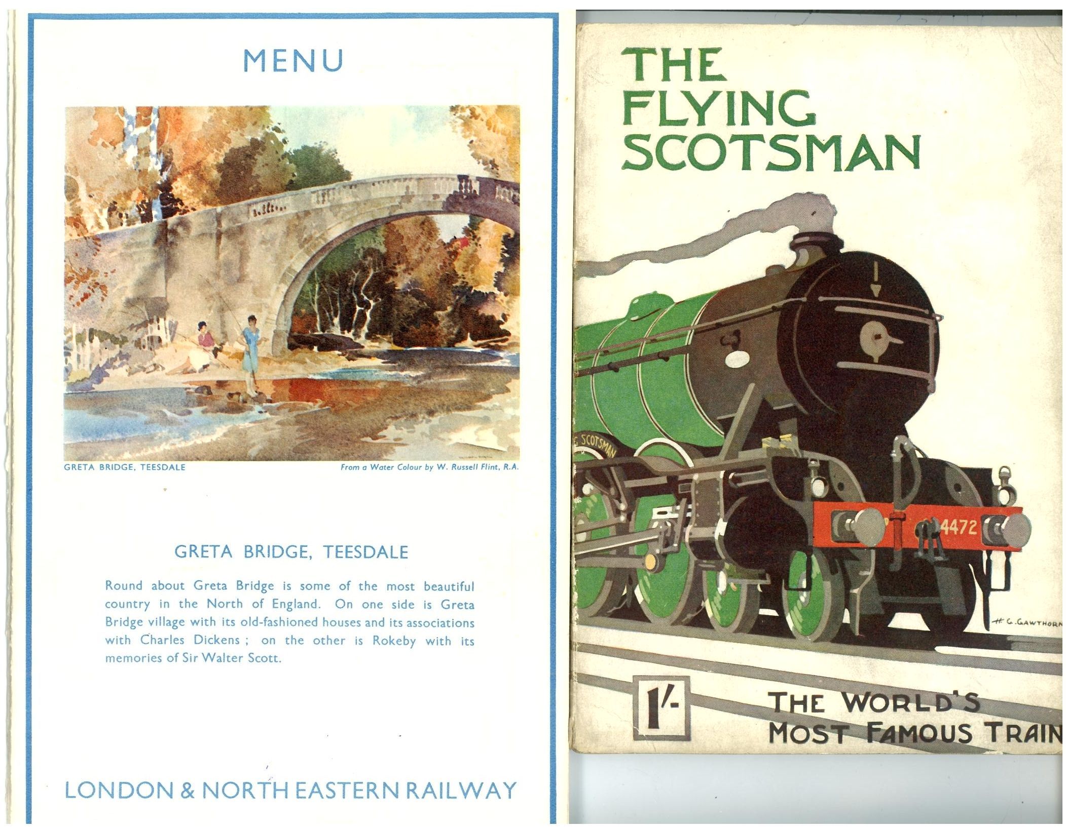 Two LNER menus from the route of The Flying Scotsman - Auktionen ...
