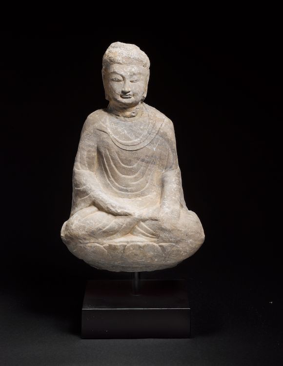 Bonhams : A Longmen-style carved limestone figure of a Bodhisattva