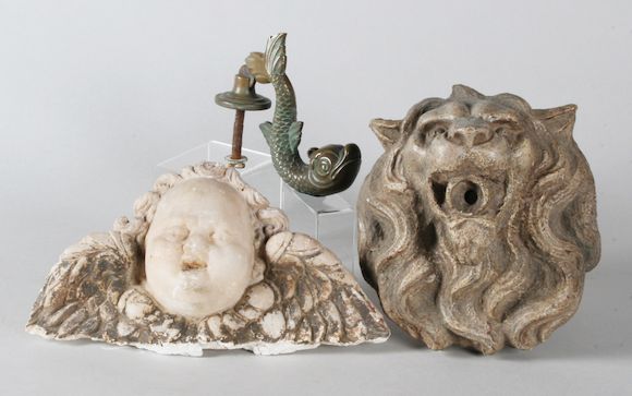 Bonhams : A 19th century carved alabaster winged cherub head