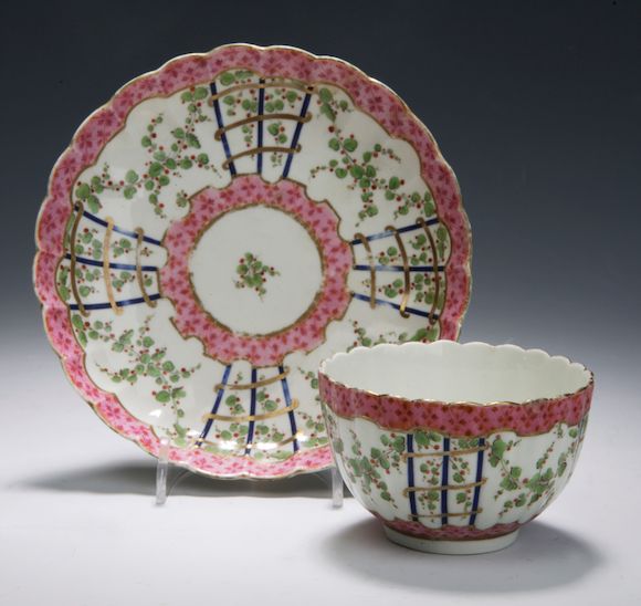 Bonhams : A Worcester tea bowl and saucer 18th century