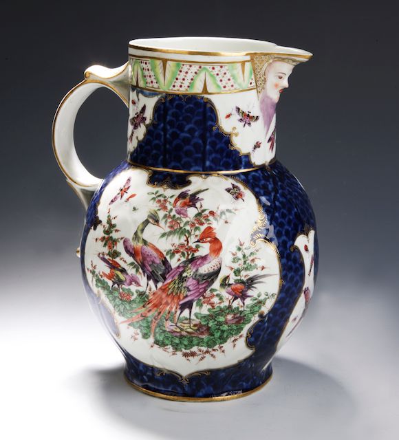 Bonhams : A Worcester mask jug 18th century