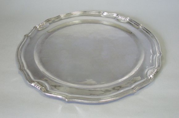 Bonhams : A quantity of metalware items, including: a platter, four ...