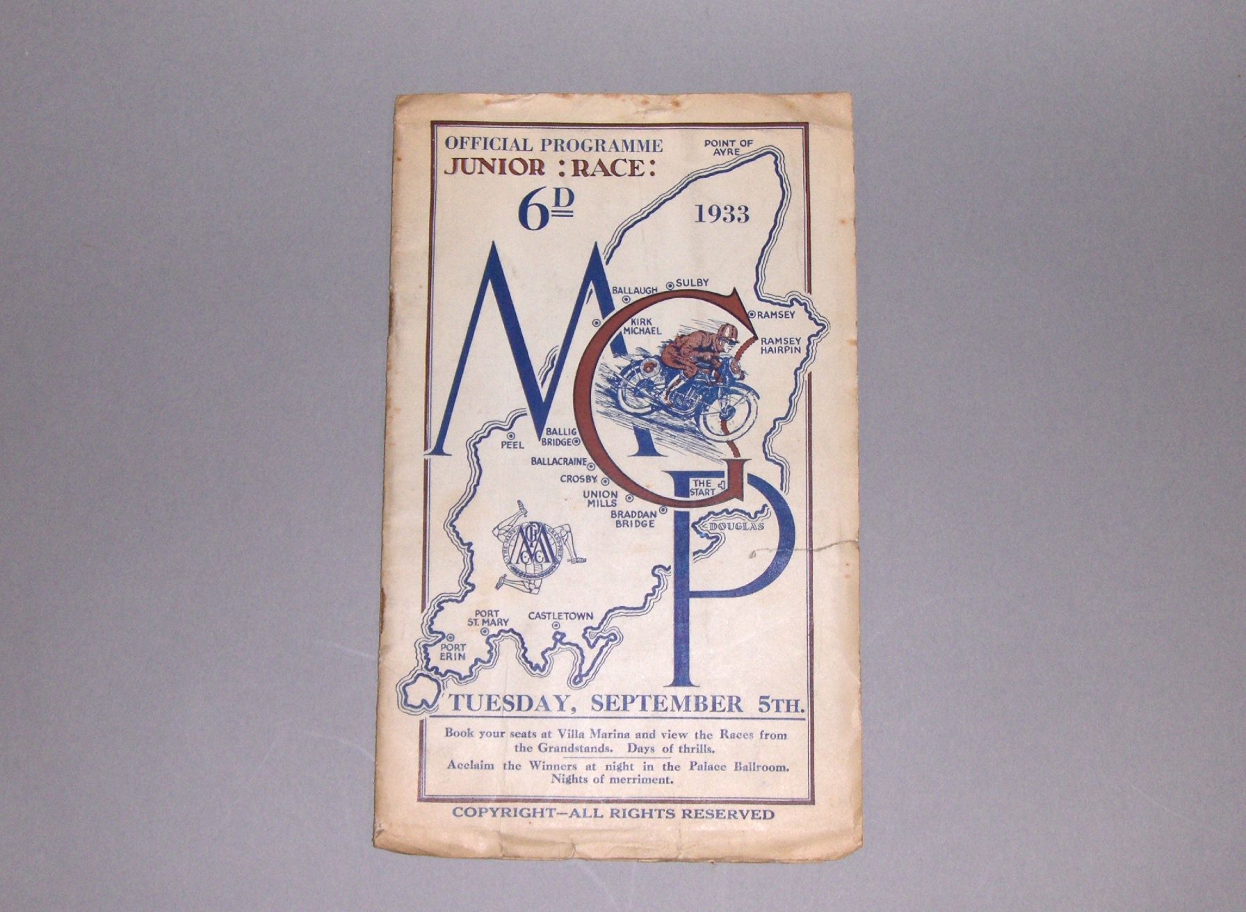 Bonhams Cars : Daniell's copy of the 1933 Manx Grand Prix official ...