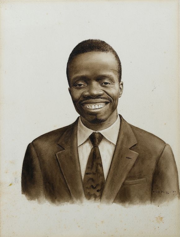 Bonhams : Gerard Bhengu (South African, 1910-1990) Self portrait 39.3 x ...