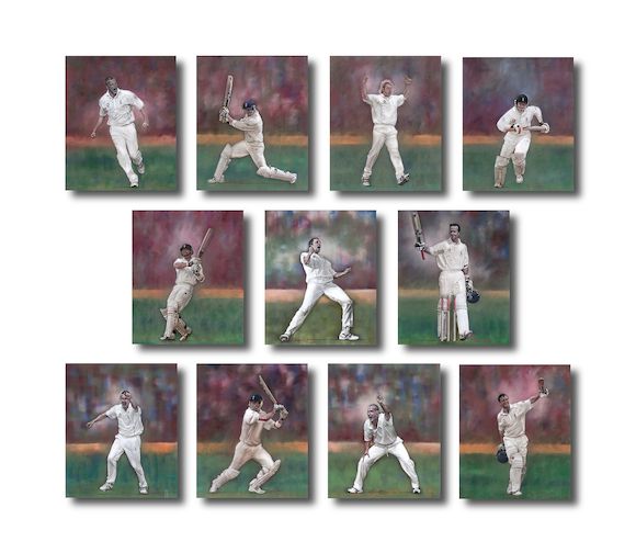 Bonhams : Set of 11 Stephen Doig Originals of the Ashes winnning team ...