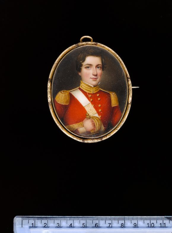 Bonhams : William Corden (British, 1797-1867) An Officer, holding sword ...