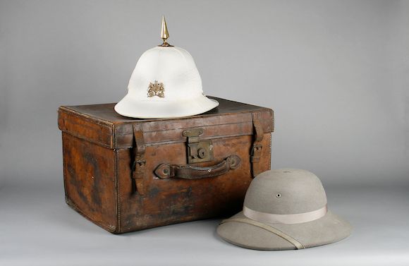 Bonhams : Of Colonial interest: A white kid leather pith helmet ...
