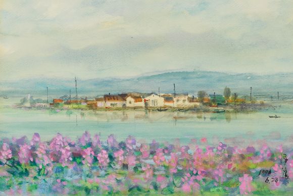 Bonhams : Li Zefan (Li Tze-Fan, 1907-1989) Riverside Flowers 30 x 44 cm ...