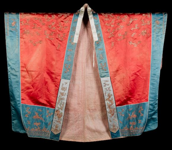 Bonhams : A Daoist priest's robe of red and turquoise;
