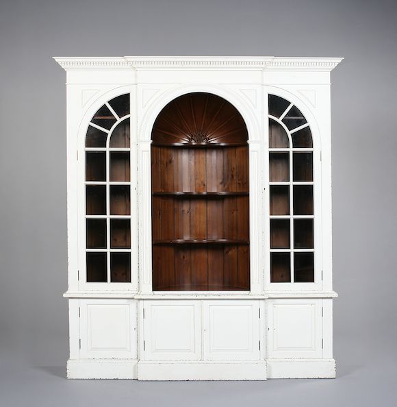 Bonhams : A carved wood and cream painted bookcase