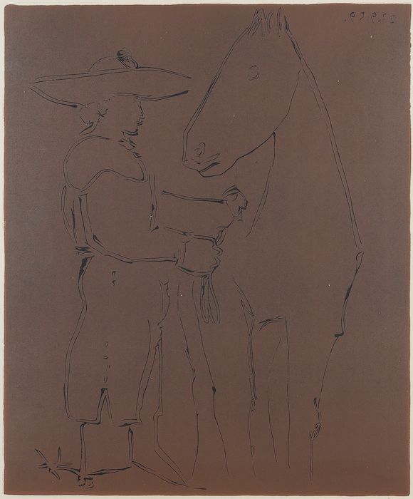 Bonhams : Pablo Picasso (Spanish, 1881-1973) Picador et Cheval Linocut ...