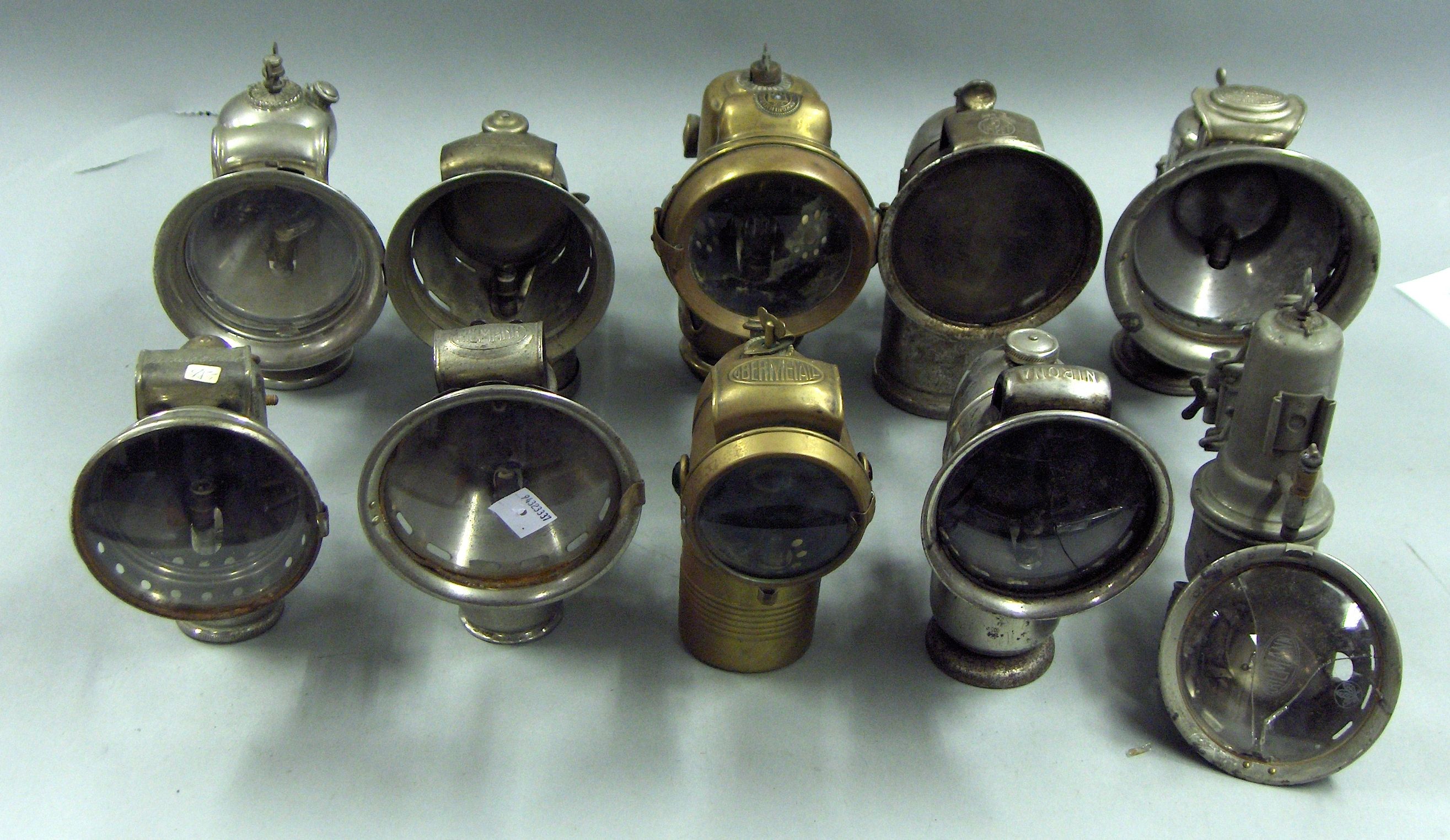 Bonhams Cars : A selection of assorted acetylene cycle lamps,