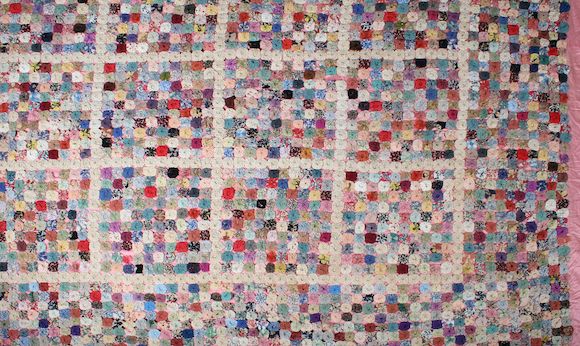 Bonhams : A pair of patchwork type bed covers