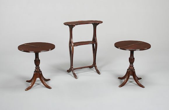 Bonhams : A pair of mahogany tripod low table