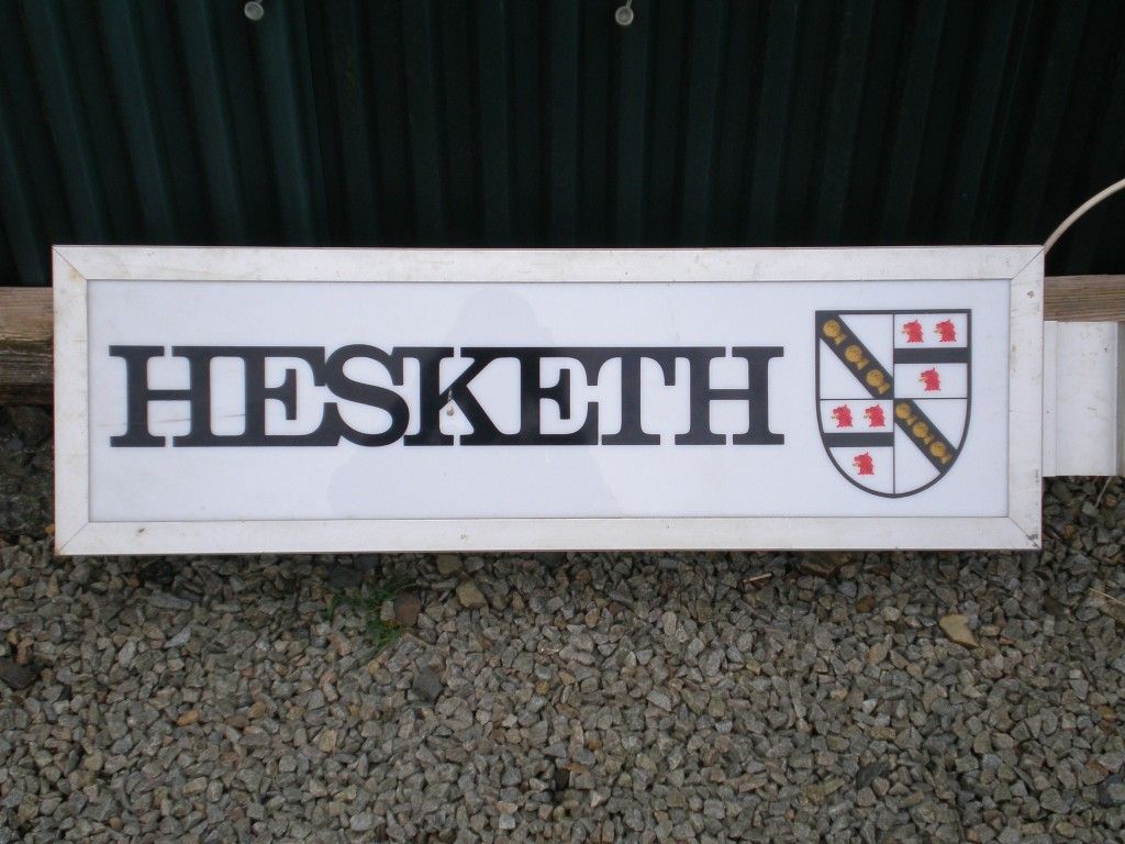 Bonhams Cars : An illuminating Hesketh dealers showroom sign,