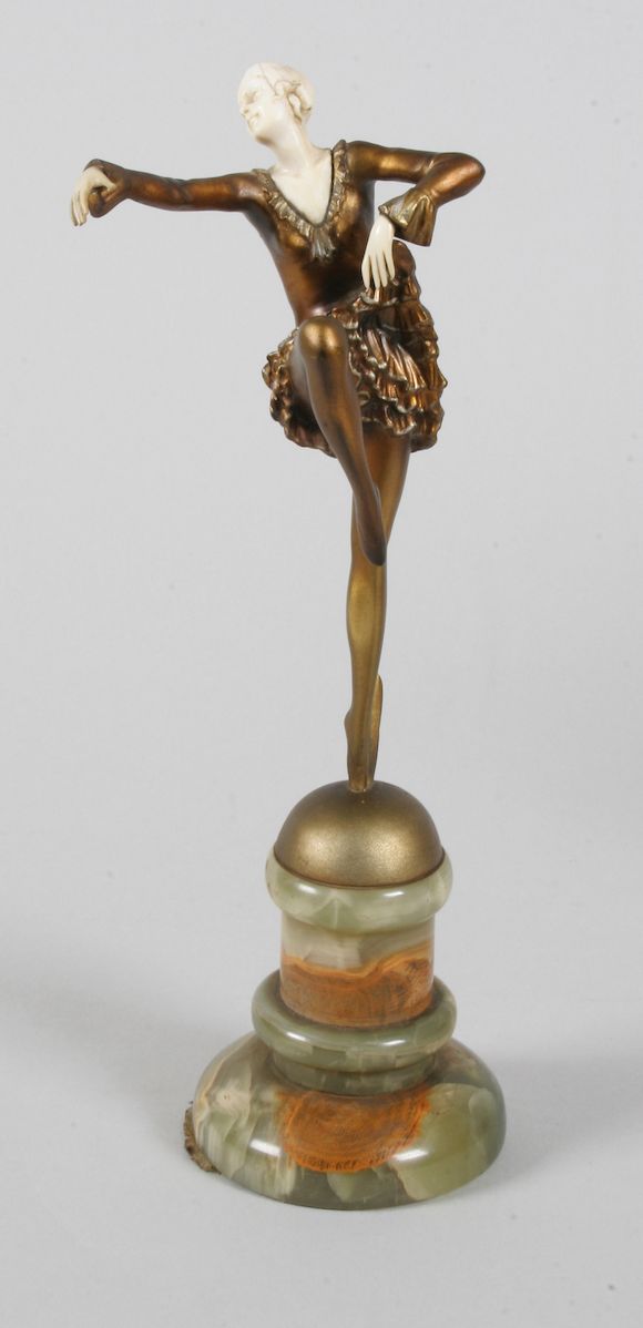 Bonhams : A Lorenzl painted bronze and ivory mounted figure of a ...