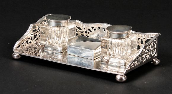 Bonhams : An Edwardian rectangular inkstand by Mousley Bros ...