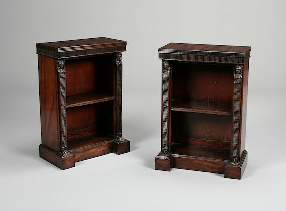 Bonhams : A pair of Regency style mahogany dwarf open bookcases