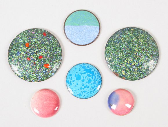 Bonhams : A group of four enamel domed circular mounts attributed to A ...