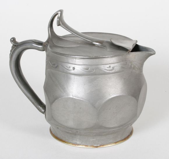 Bonhams : An Osiris patinated pewter water jug