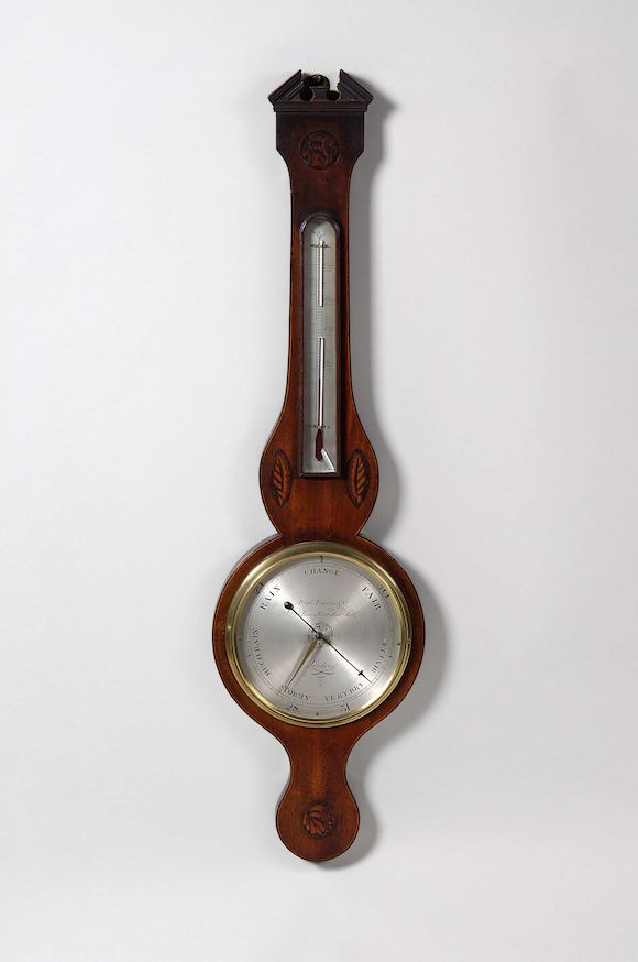 Bonhams : A 19th century mahogany and box wood strung wheel barometer ...