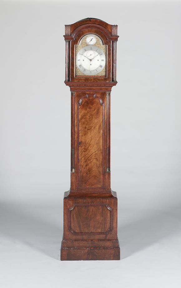 Bonhams : A late 18th century mahogany quarter chiming longcase clock ...