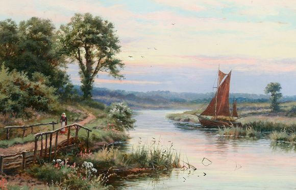 Bonhams : Edgar Longstaffe (British, 1849-1912) "A Norfolk Broad",