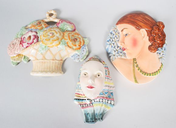 Bonhams : A Beswick wall mask, another wall mask and a wall plaque