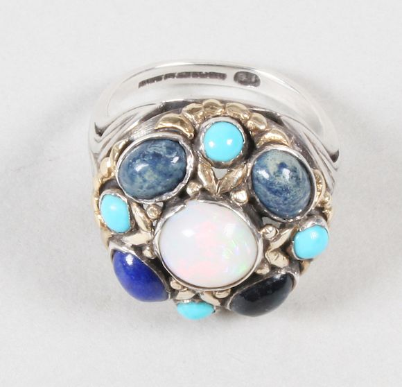Bonhams : A Bernard Instone opal and gem set ring With maker's mark and ...