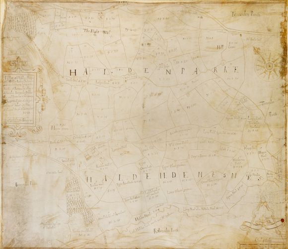 Bonhams : KENT - ESTATE MAP "A Plott of Halden Place; and Halden Parke ...