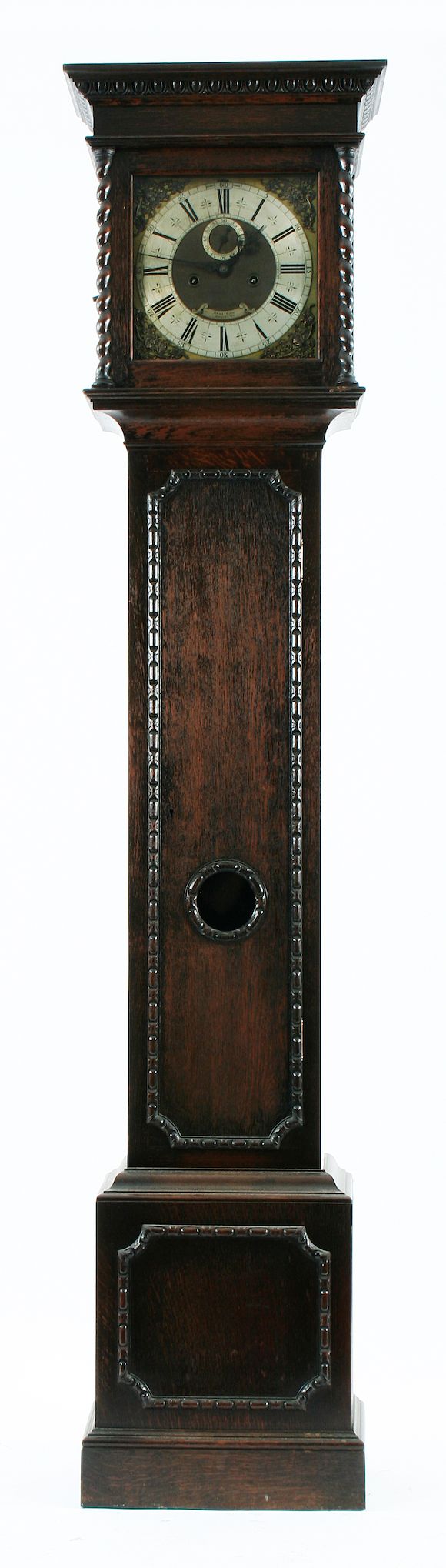 Bonhams : An oak-cased eight-day brass dial chiming longcase clock ...