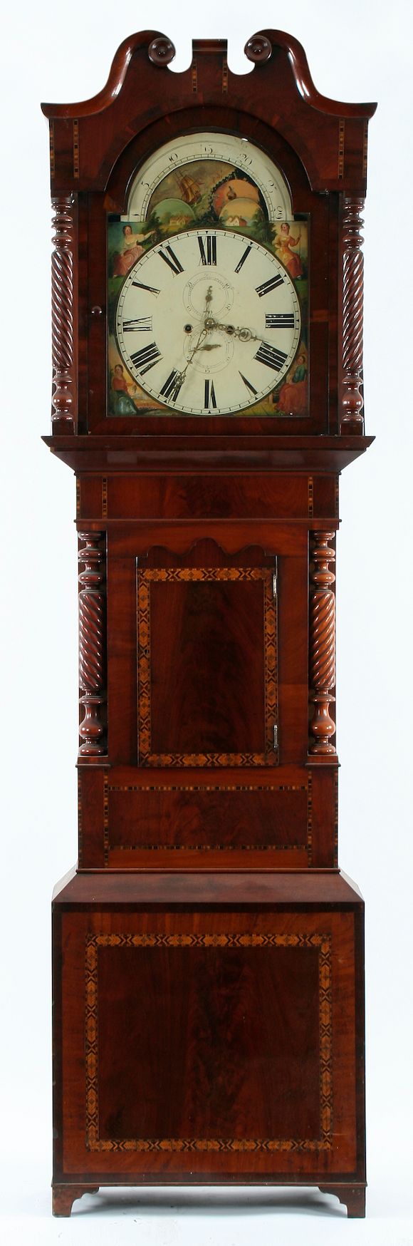 Bonhams : A large mid 19th century inlaid mahogany-cased 8-day painted ...