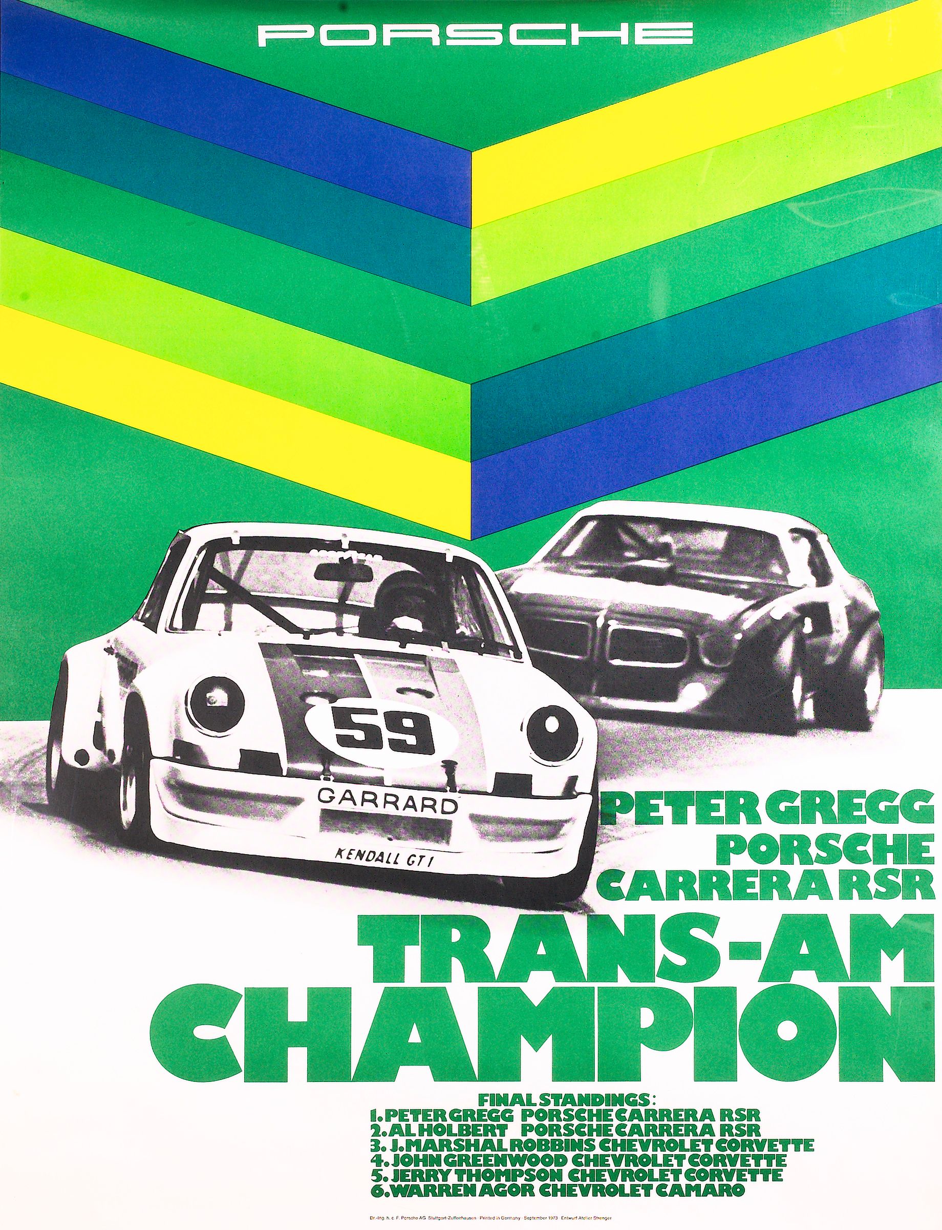 Bonhams Cars : A Porsche Trans-Am Championship victory poster, 1973,