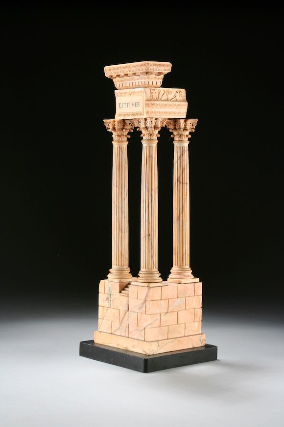 Bonhams : A 20th Century Sienna marble souvenir model of the Temple of ...
