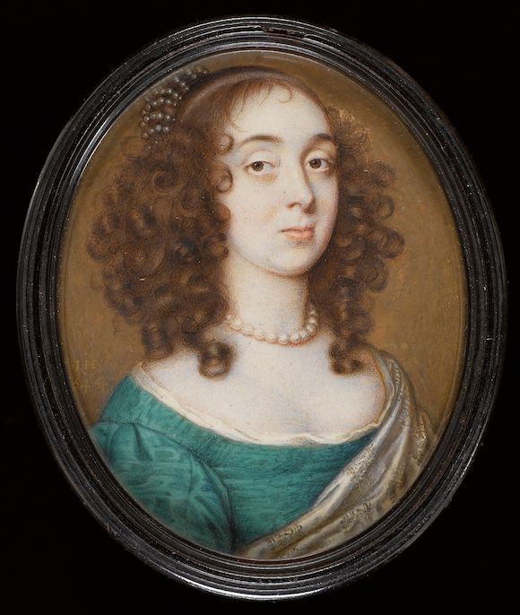 Bonhams : John Hoskins (British, circa 1590-1664) A Lady, wearing green ...